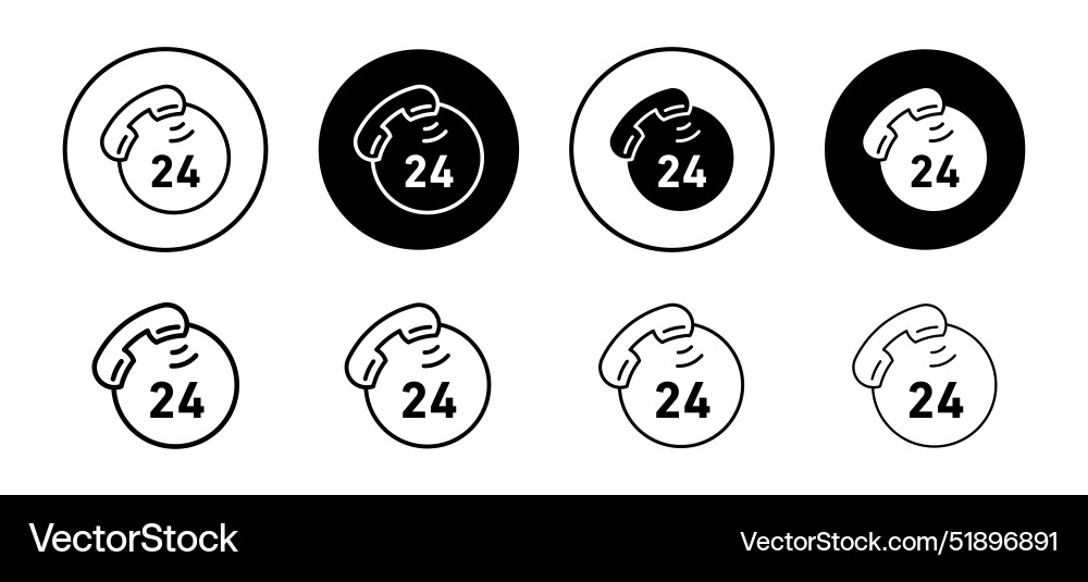 24 7 emergency call services icon set collection Vector Image