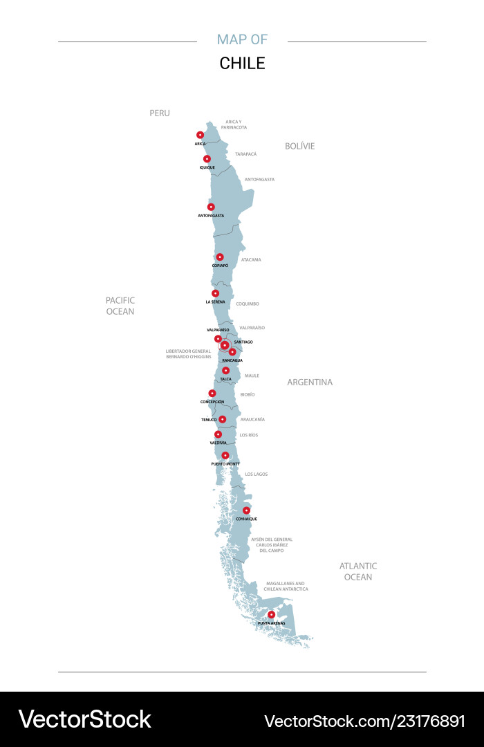 Chile map with red pin Royalty Free Vector Image