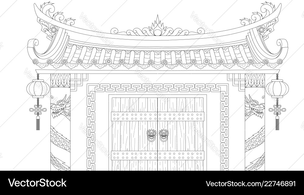 Chinese gate Royalty Free Vector Image - VectorStock