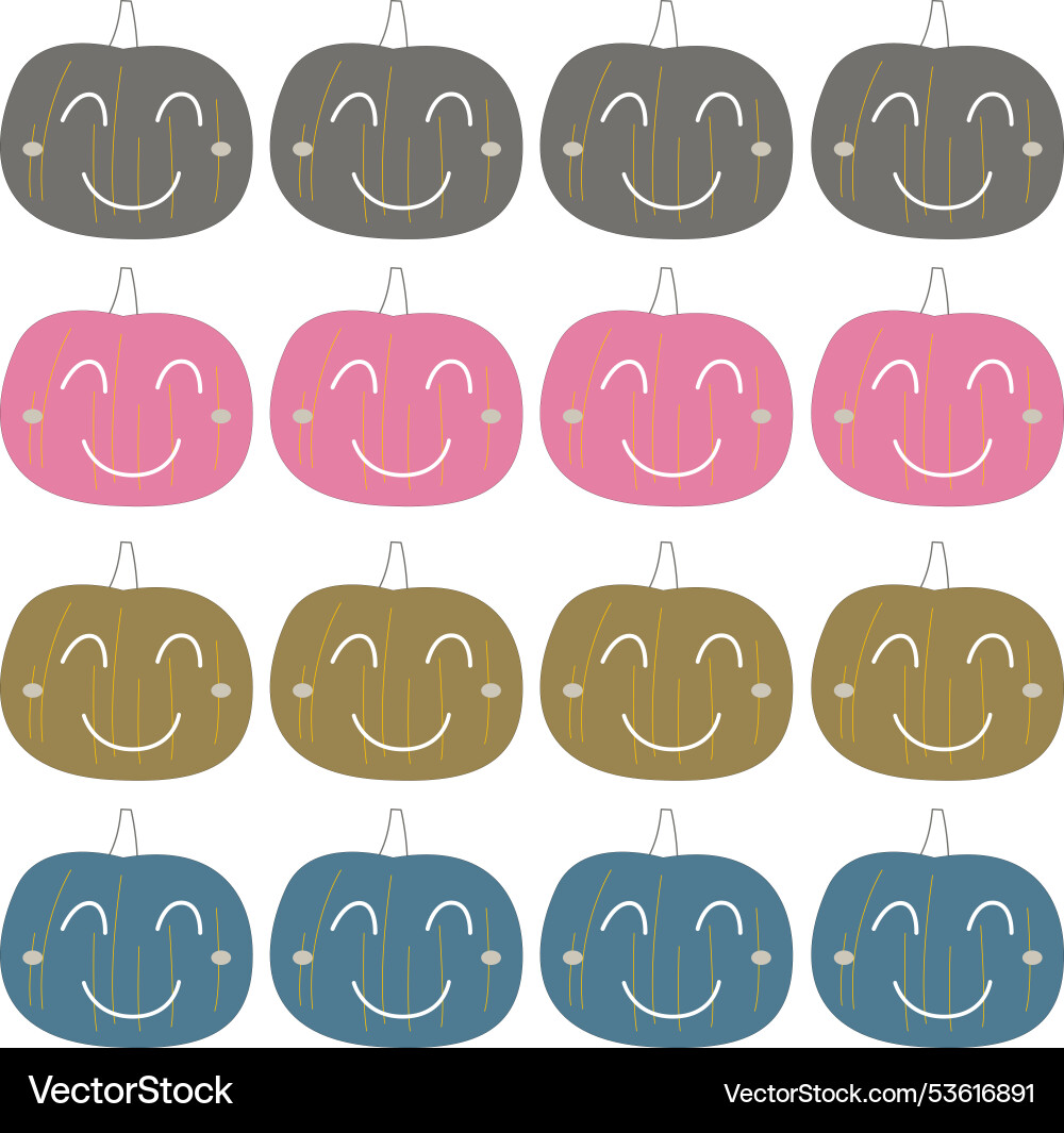 Colorful pumpkin heads design pattern texture Vector Image