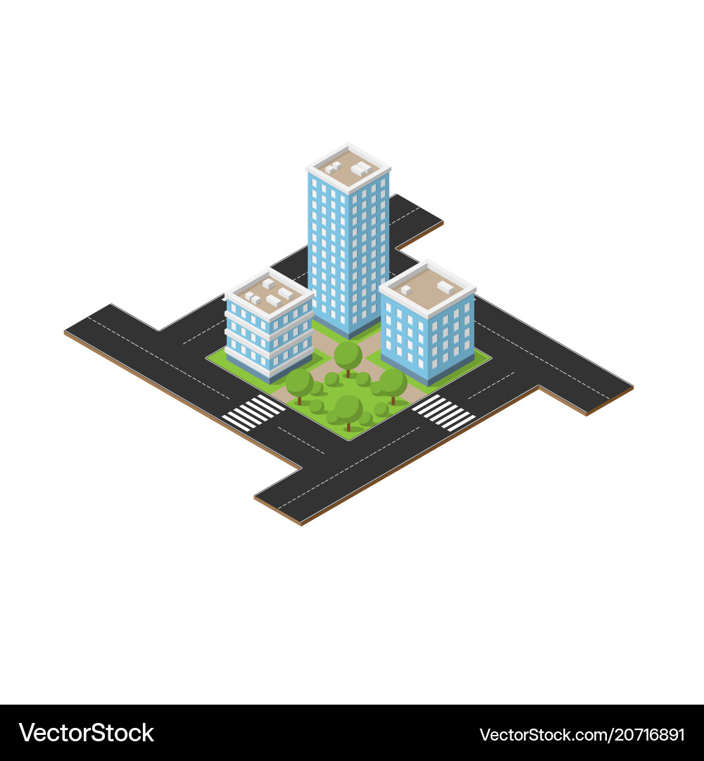 Isometric city square Royalty Free Vector Image