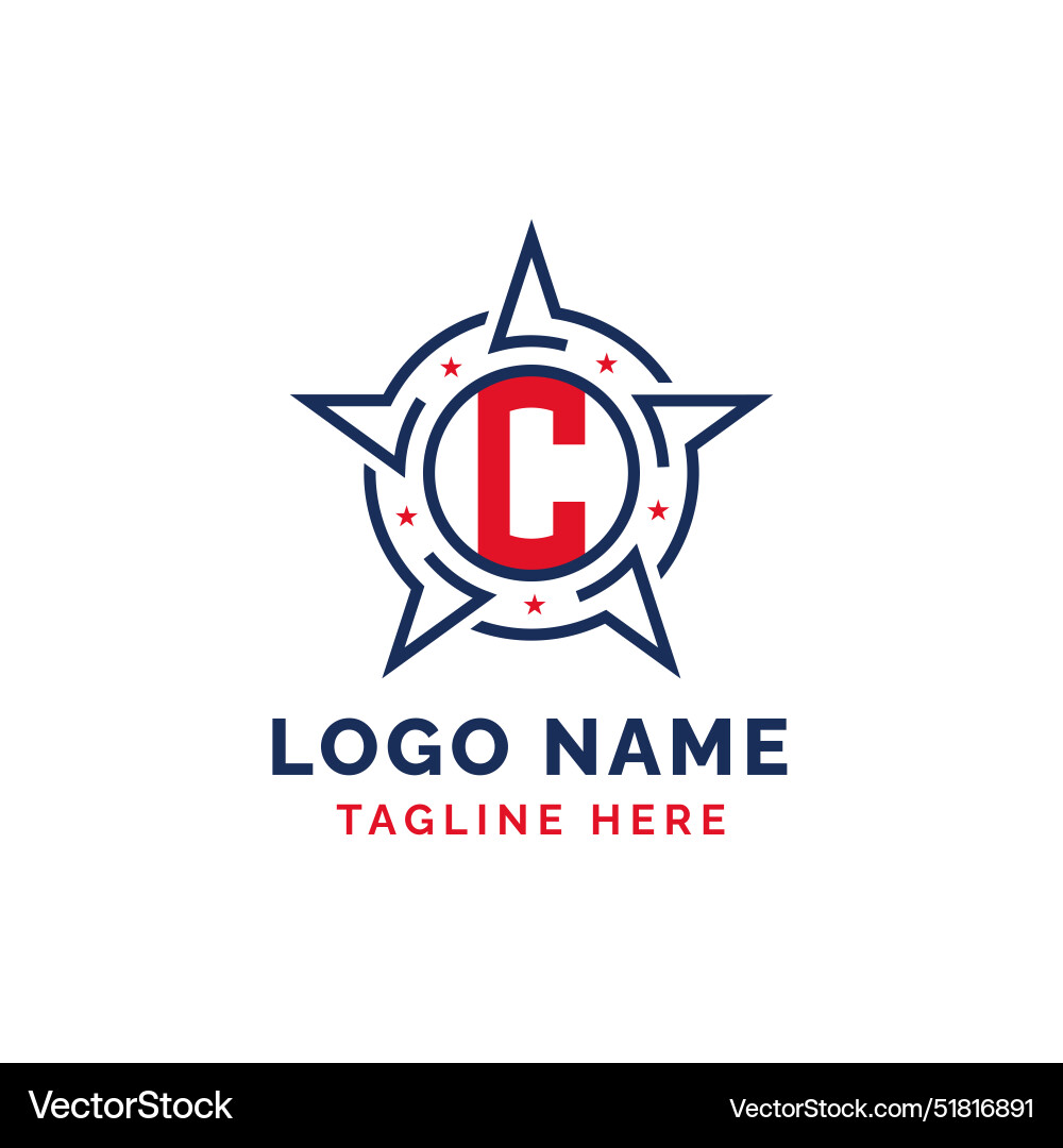 Letter c star patriotic logo design Royalty Free Vector