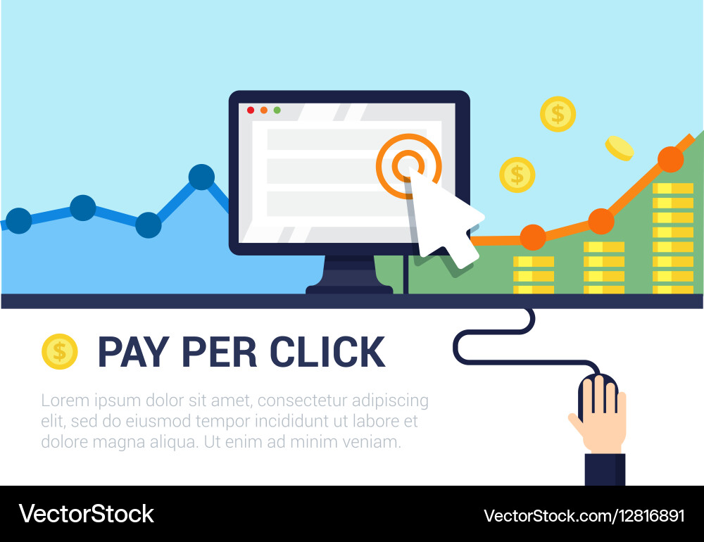 Pay per click flat style banner internet Vector Image