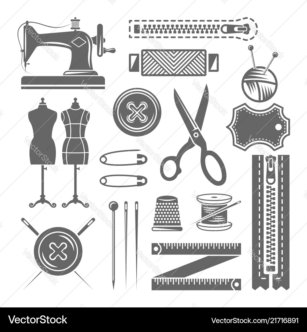 Sewing & Tailoring Elements Royalty Free Vector Image
