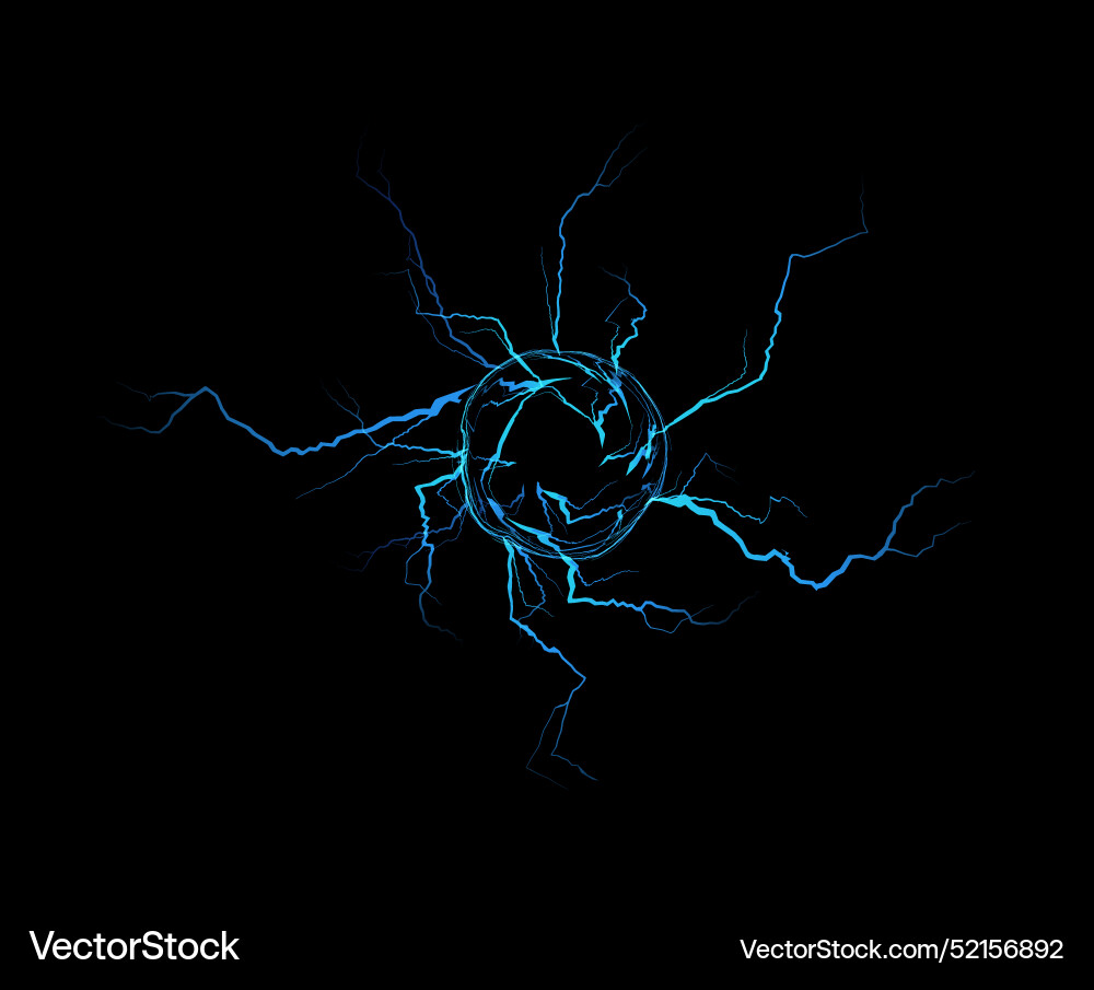 Circle of thunderbolt blue bolt lightning effect Vector Image