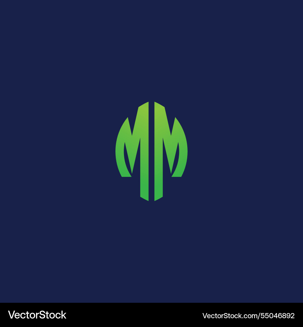 Creative initial letters mm with eco leaf shape Vector Image