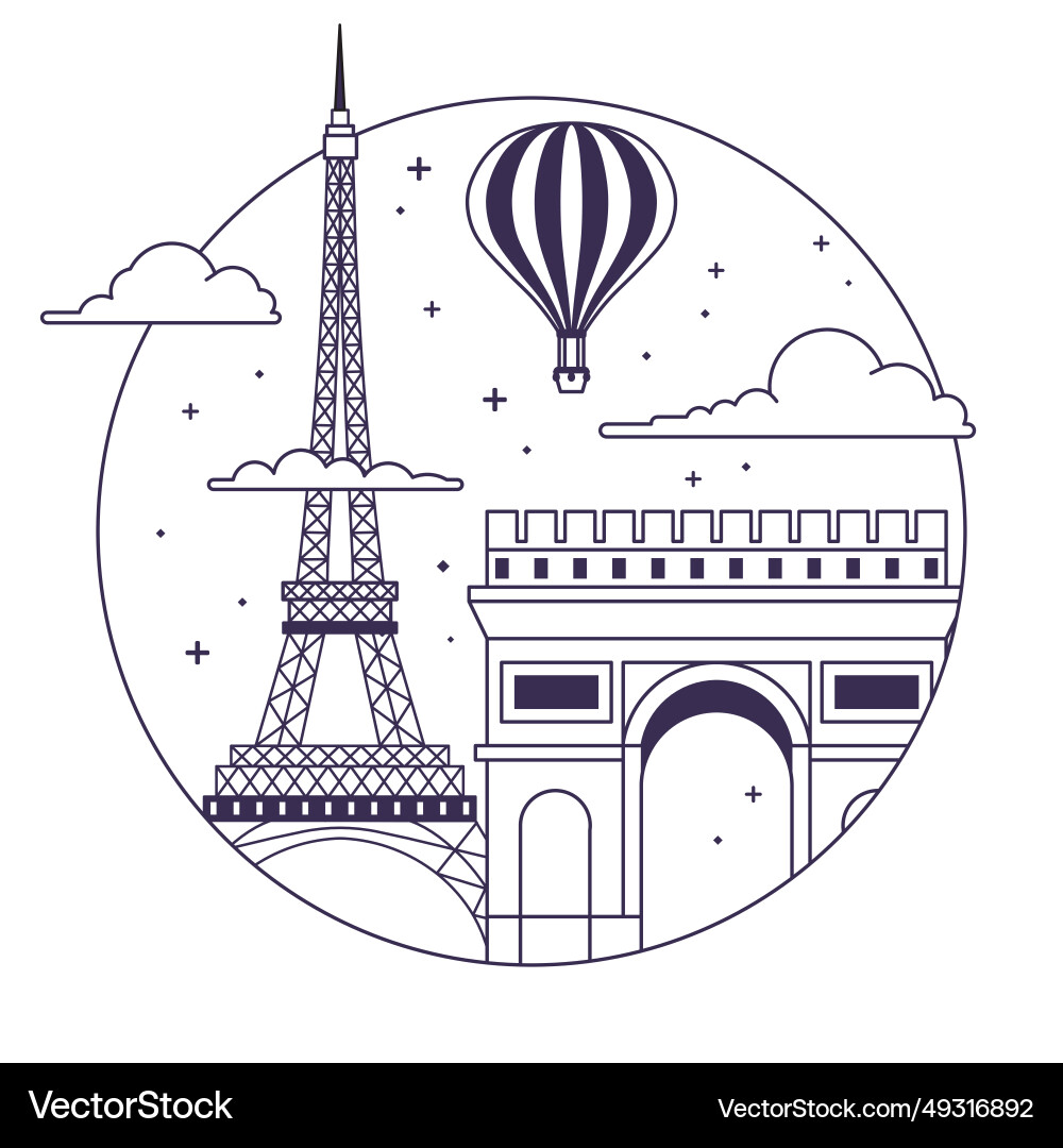Eiffel tower and triumph arch paris travel icon Vector Image