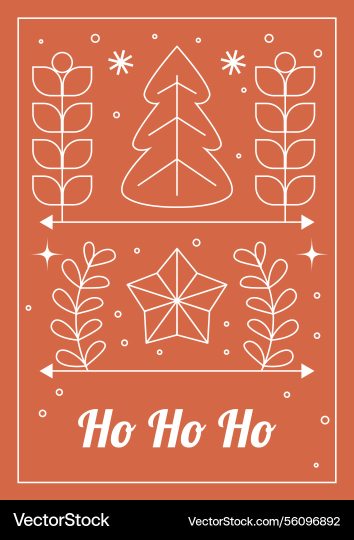 Festive christmas line style card Royalty Free Vector Image