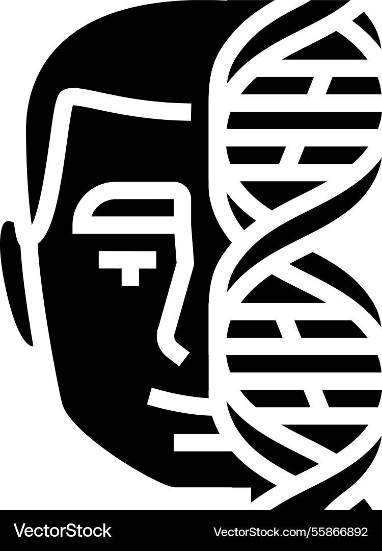 Genetic profile with patients face glyph icon Vector Image