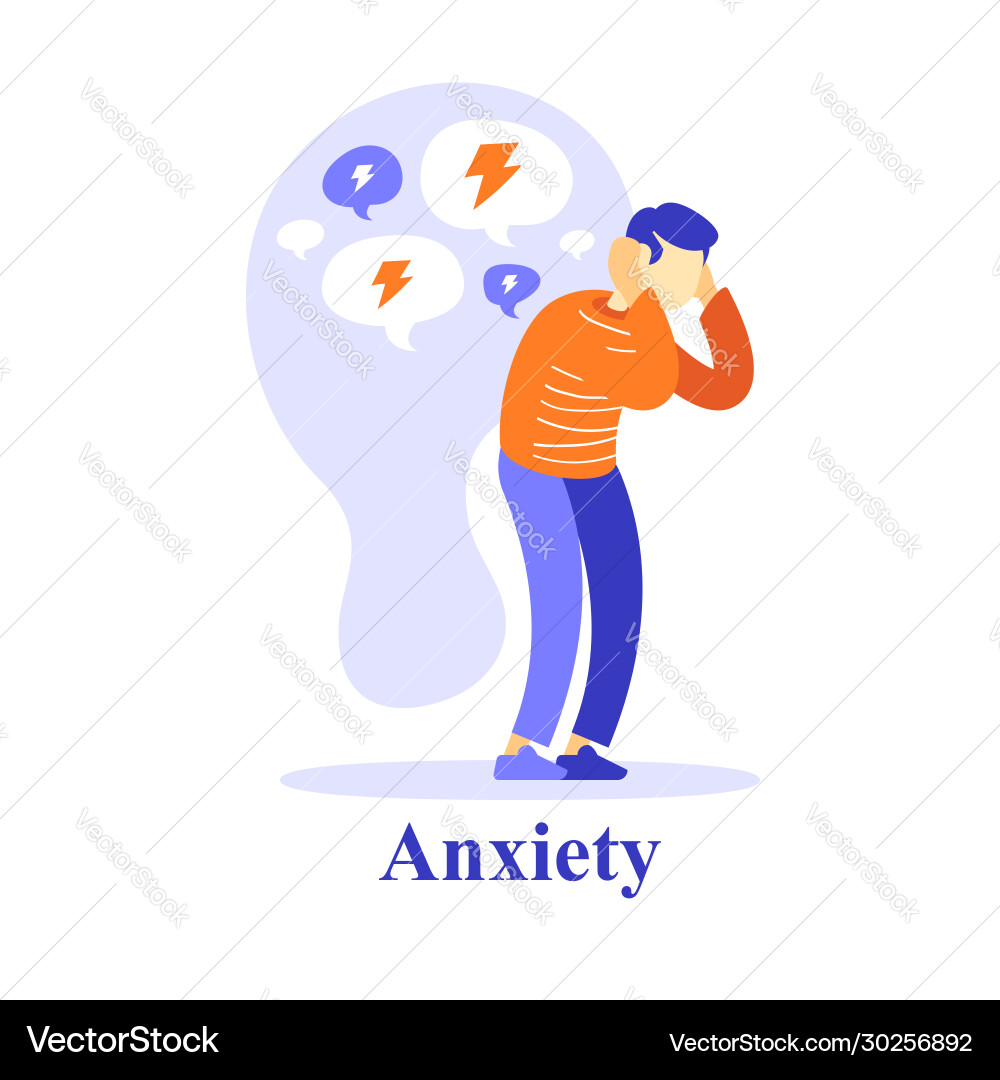 Man character negative thinking self esteem Vector Image