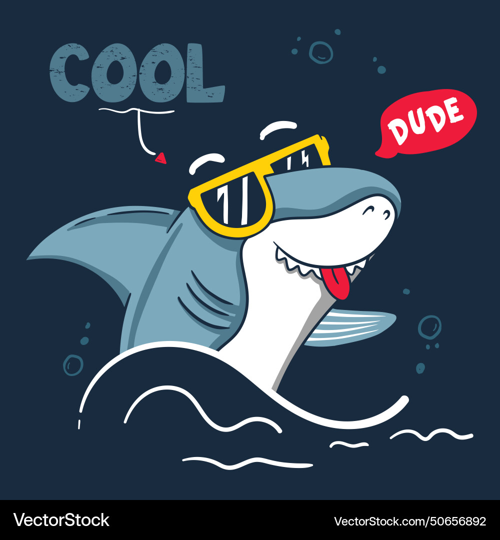 Shark cool dude clip art Royalty Free Vector Image