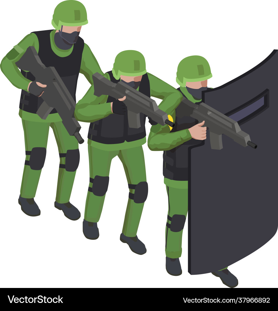 Soldiers isometric icon Royalty Free Vector Image