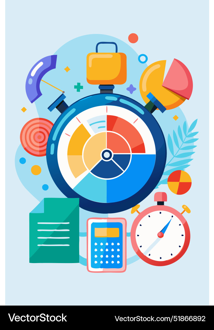 Time management icons for project planning Vector Image