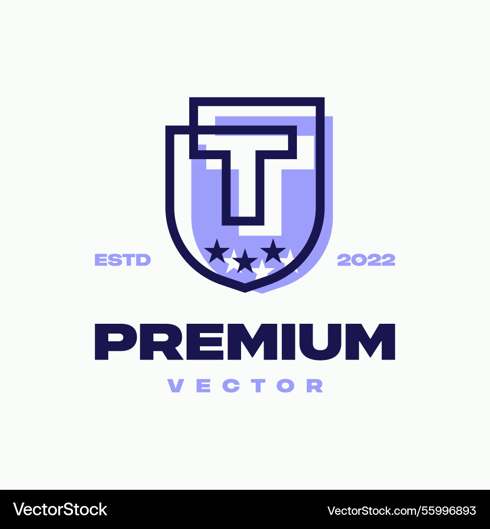 Alphabet t shield logo Royalty Free Vector Image