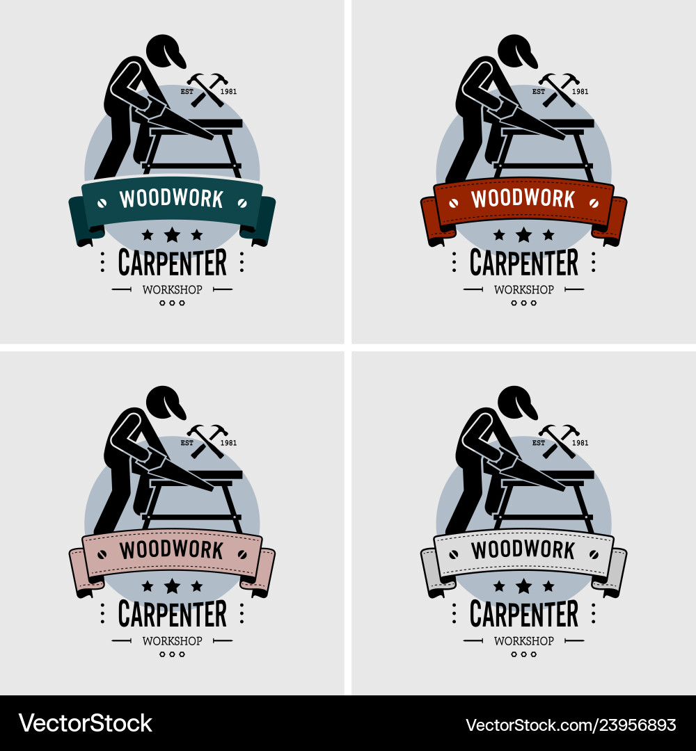 Carpenter logo design artwork of carpentry Vector Image