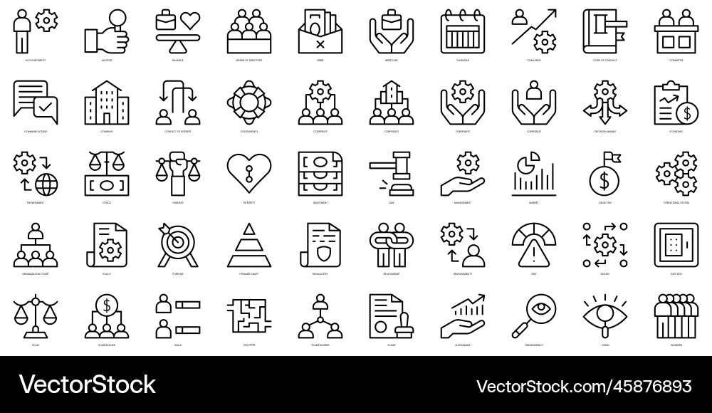 Corporate Governance Icons - Thin Line Royalty Free Vector