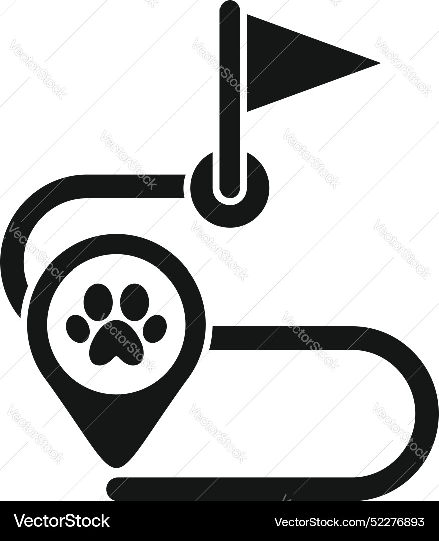Dog walking route with location pin and flag Vector Image