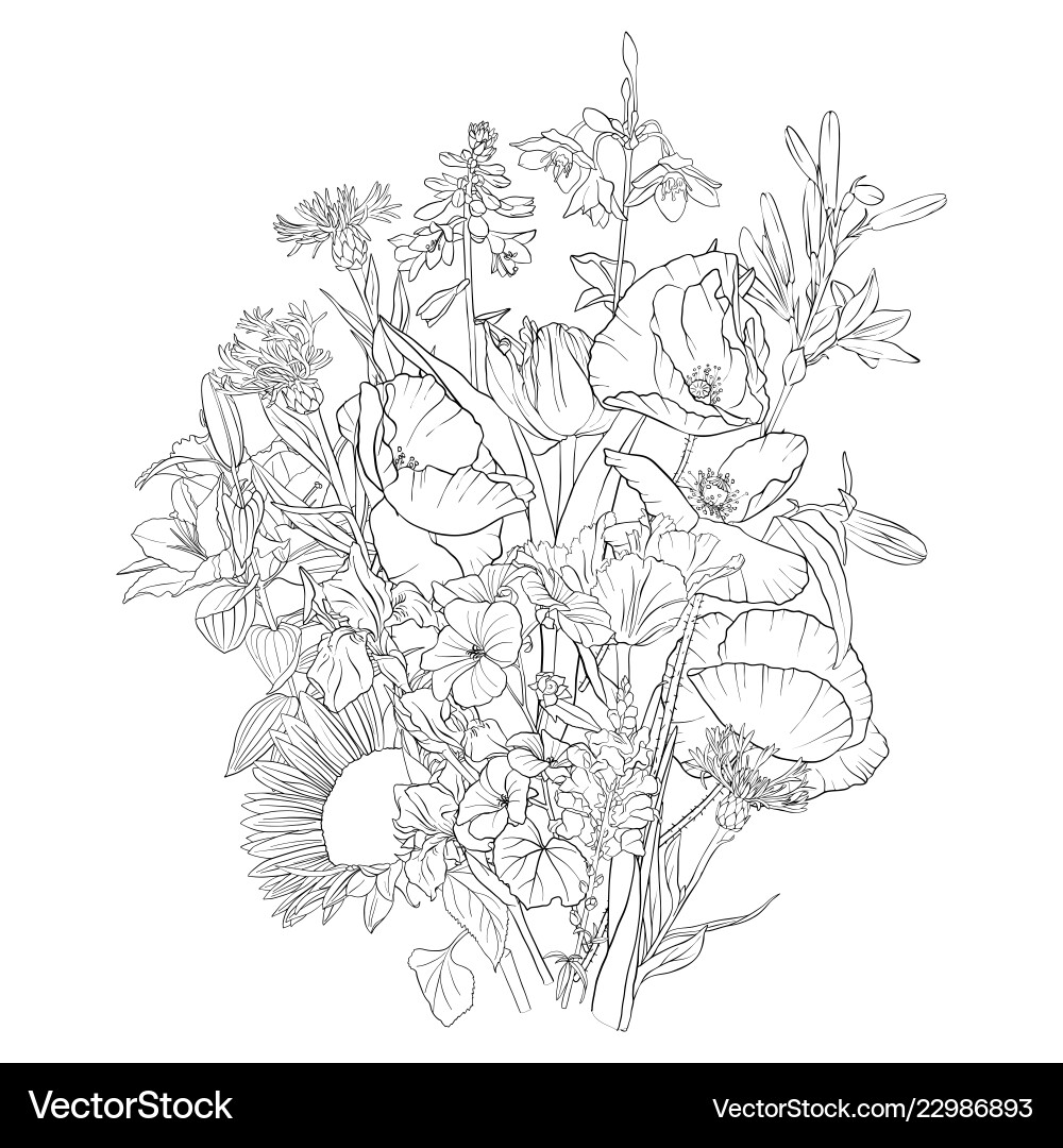 Drawing background with flowers Royalty Free Vector Image