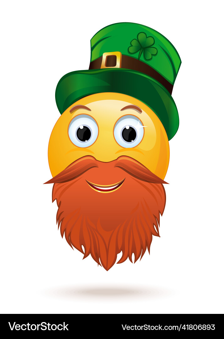 Emoticon with red beard wearing a leprechaun hat Vector Image