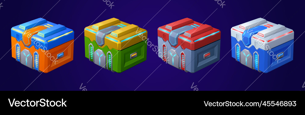 Game futuristic boxes future technology chests Vector Image