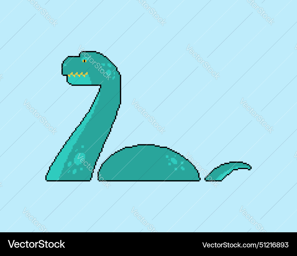 Loch ness monster pixel art pixelated nessie Vector Image
