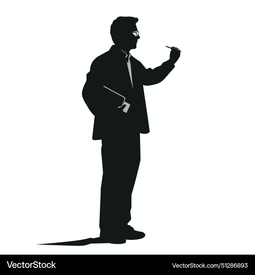 Professional man with glasses silhouette holding Vector Image