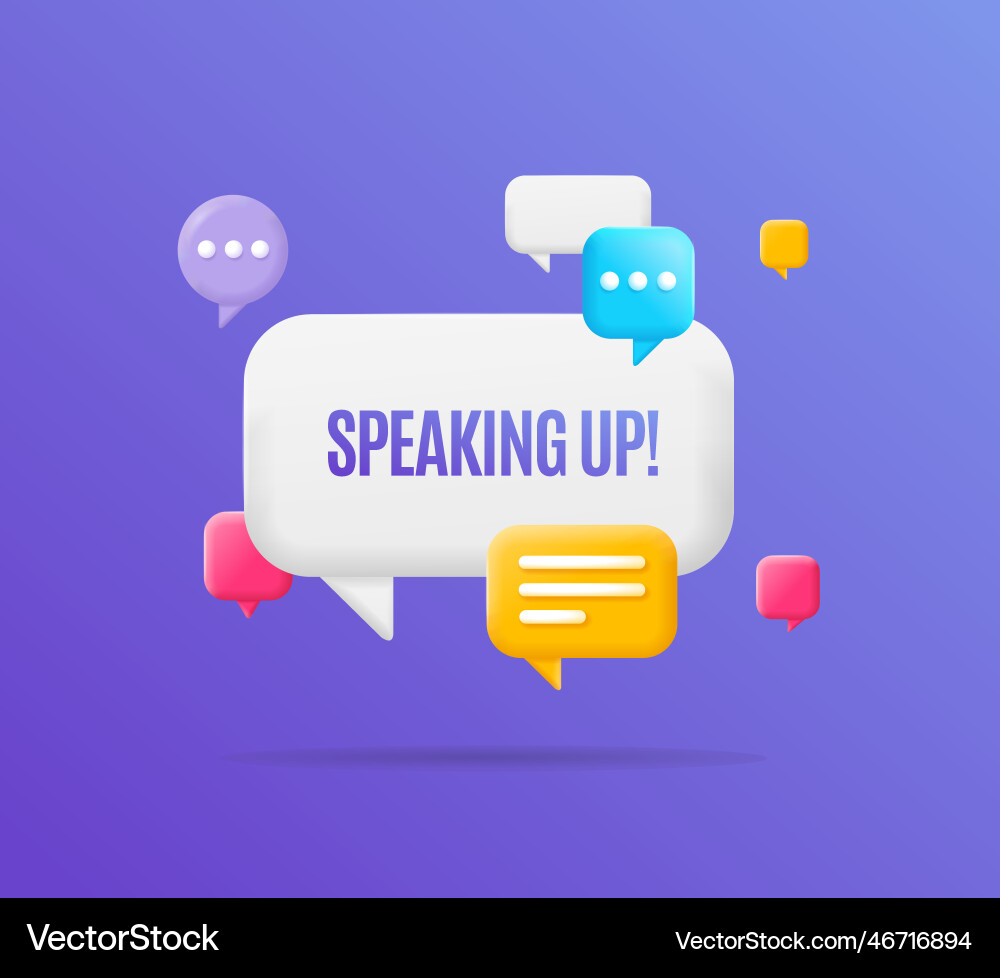 3d speaking up banner concept plasticine cartoon Vector Image