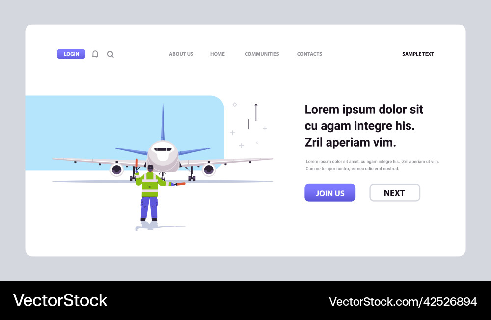 Aviation marshaller supervisor signaling near Vector Image