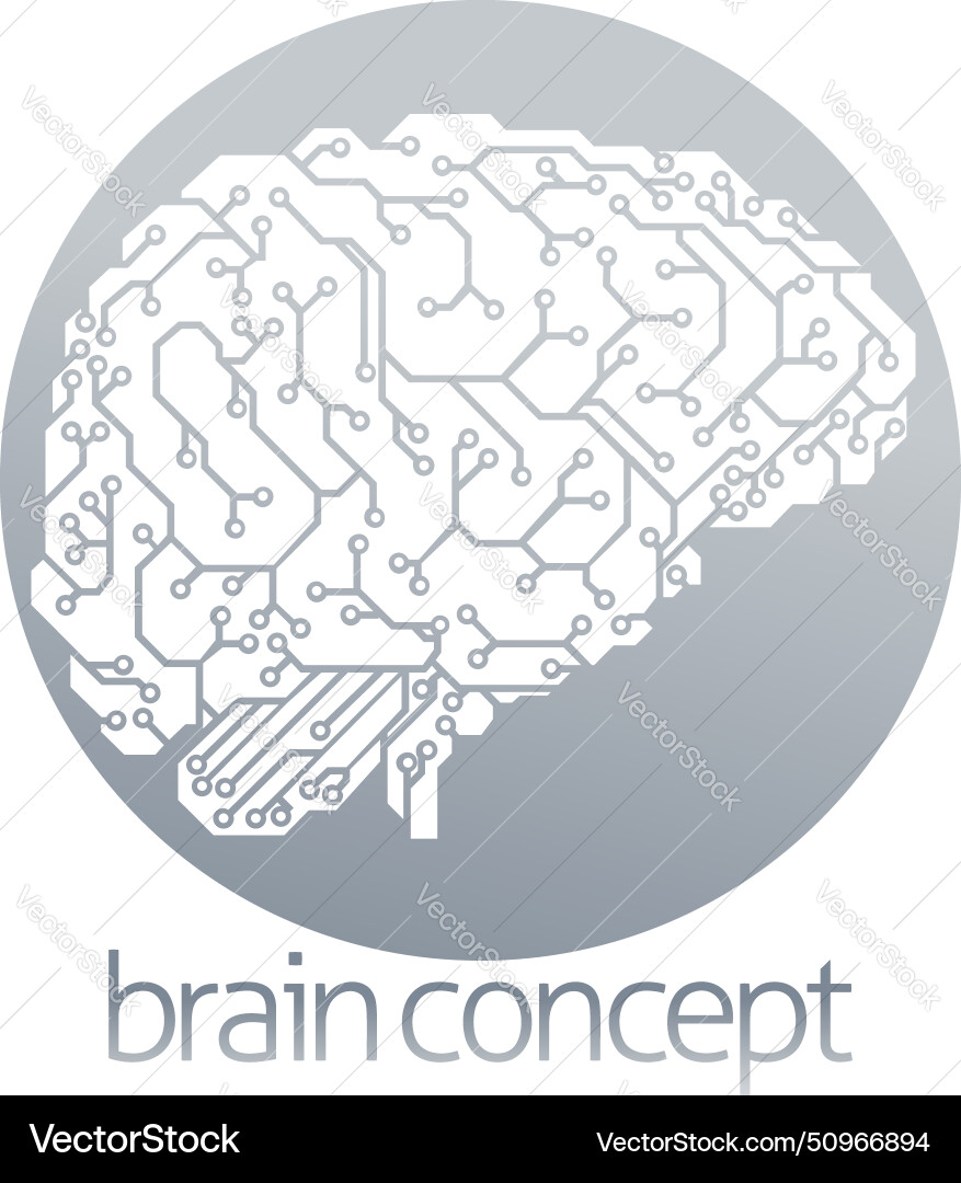 Electronic brain circle Royalty Free Vector Image