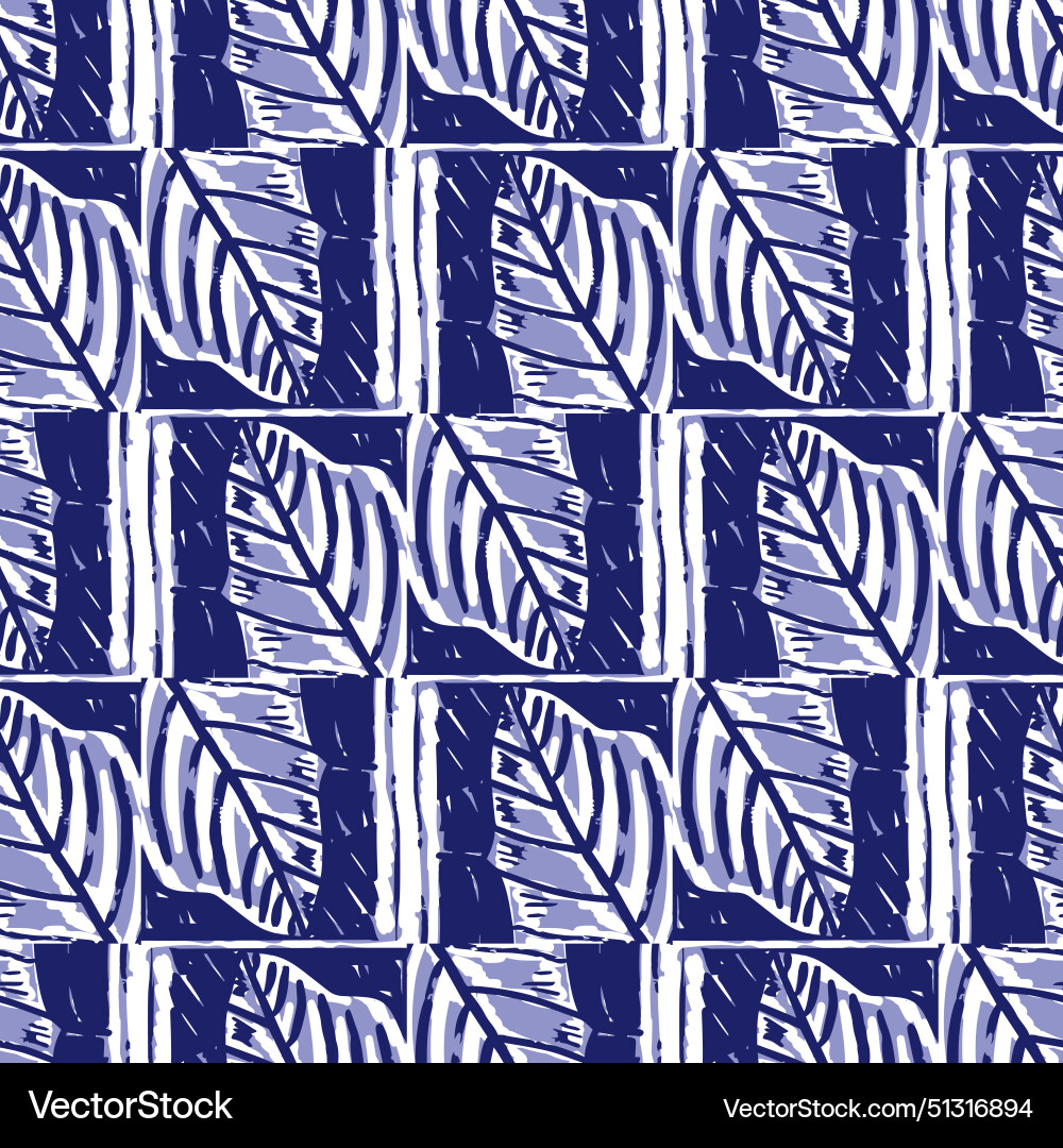 Indigo blue japanese block print effect pattern Vector Image
