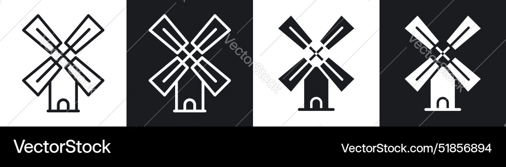 Mill sign set in black and white filld Royalty Free Vector