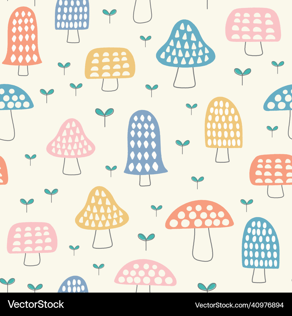 Mushroom pattern background seamless Royalty Free Vector
