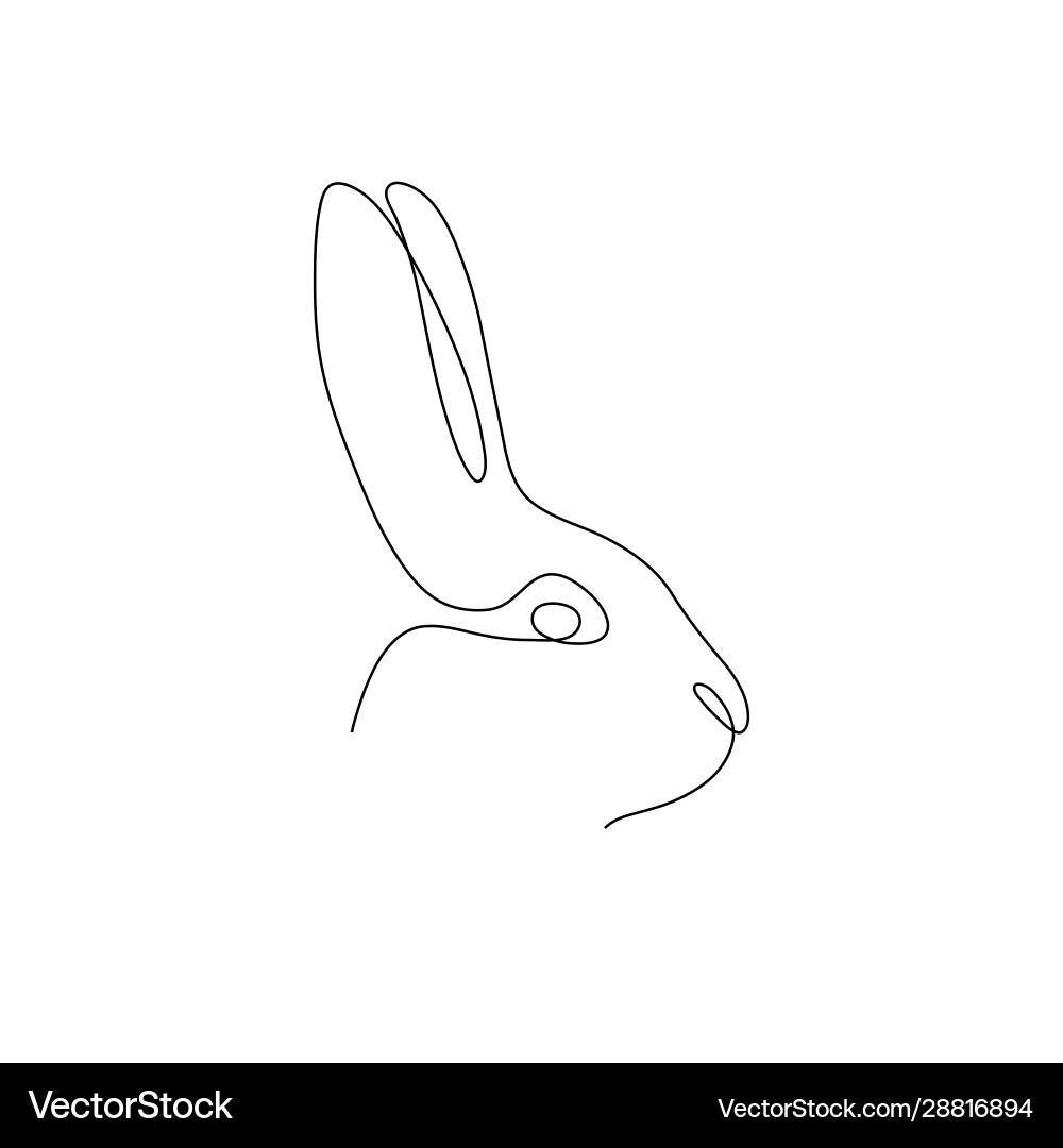 One line rabbit head design silhouette Royalty Free Vector