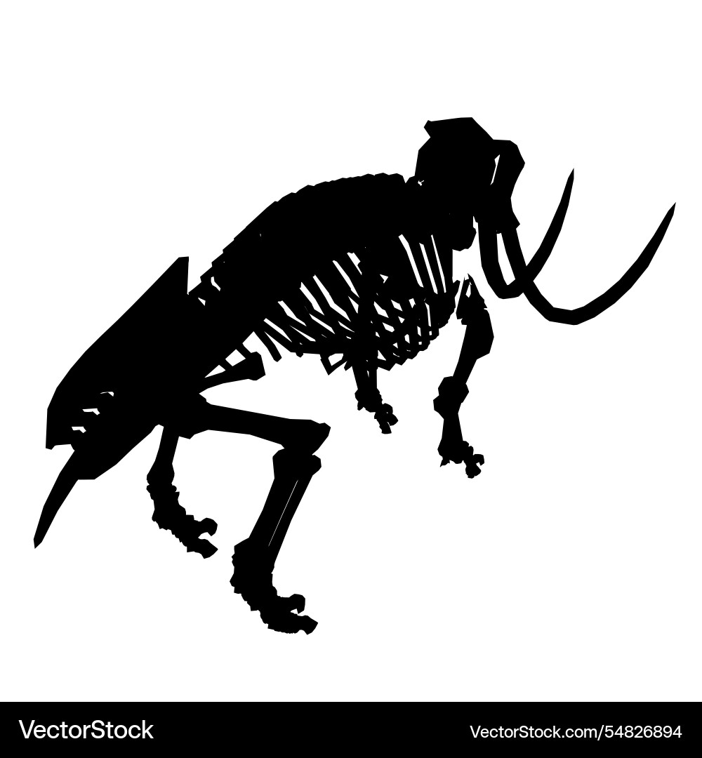 Silhouette mammoth skeleton isolated on white Vector Image