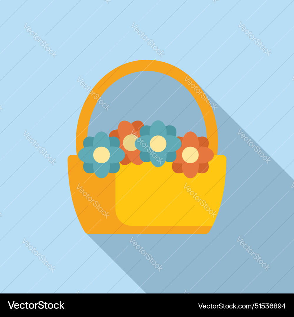Wicker basket filled with flowers icon Royalty Free Vector