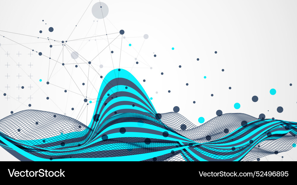 Abstract wavy background with cyan lines Vector Image