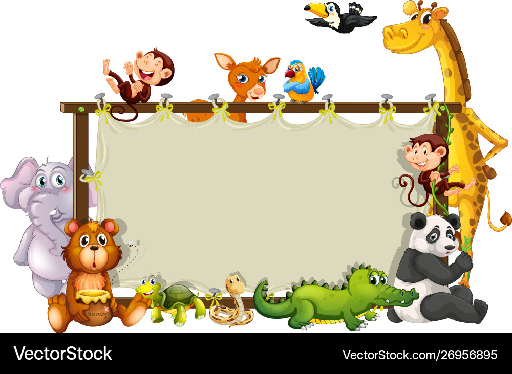 Border template with cute animals Royalty Free Vector Image