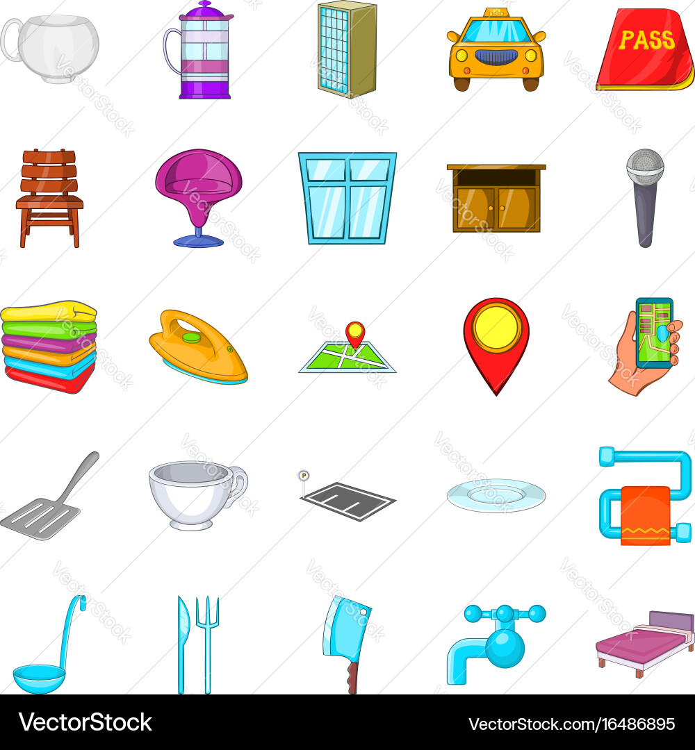 Bursa icons set cartoon style Royalty Free Vector Image