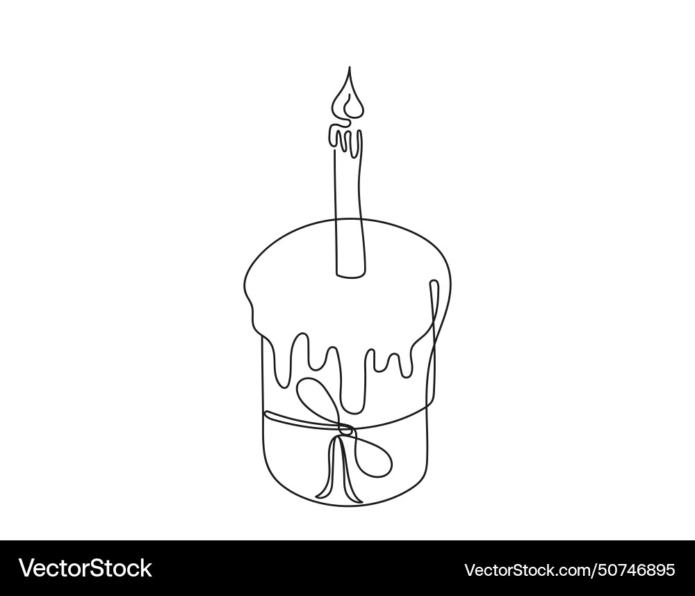 Continuous one line drawing of easter kulich cake Vector Image