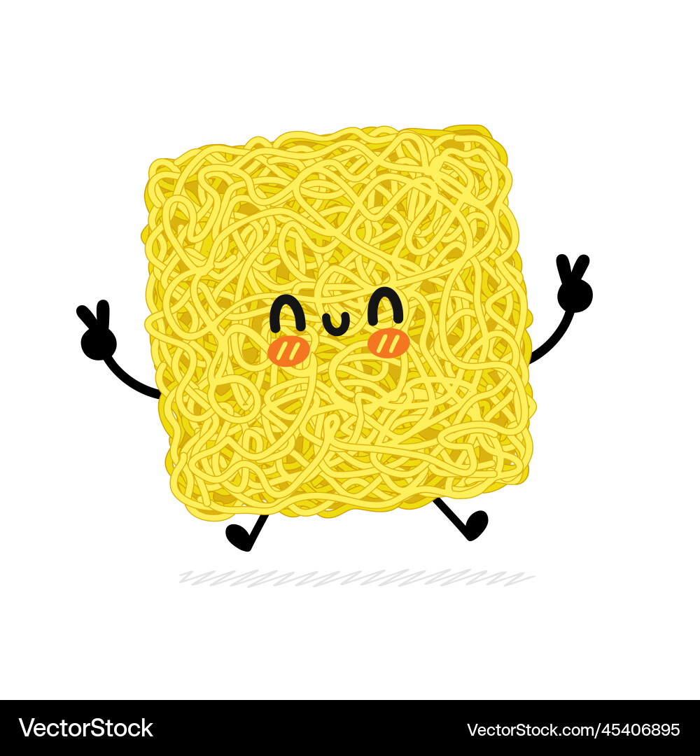 Cute funny instant noodle character hand Vector Image
