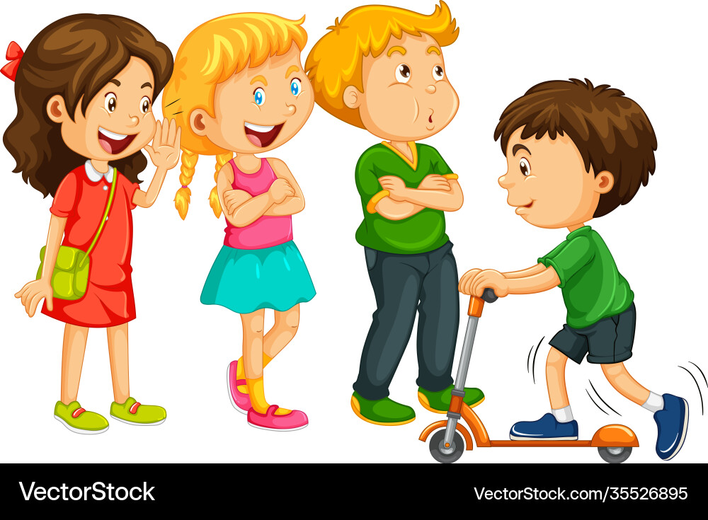 Group young children cartoon character Royalty Free Vector