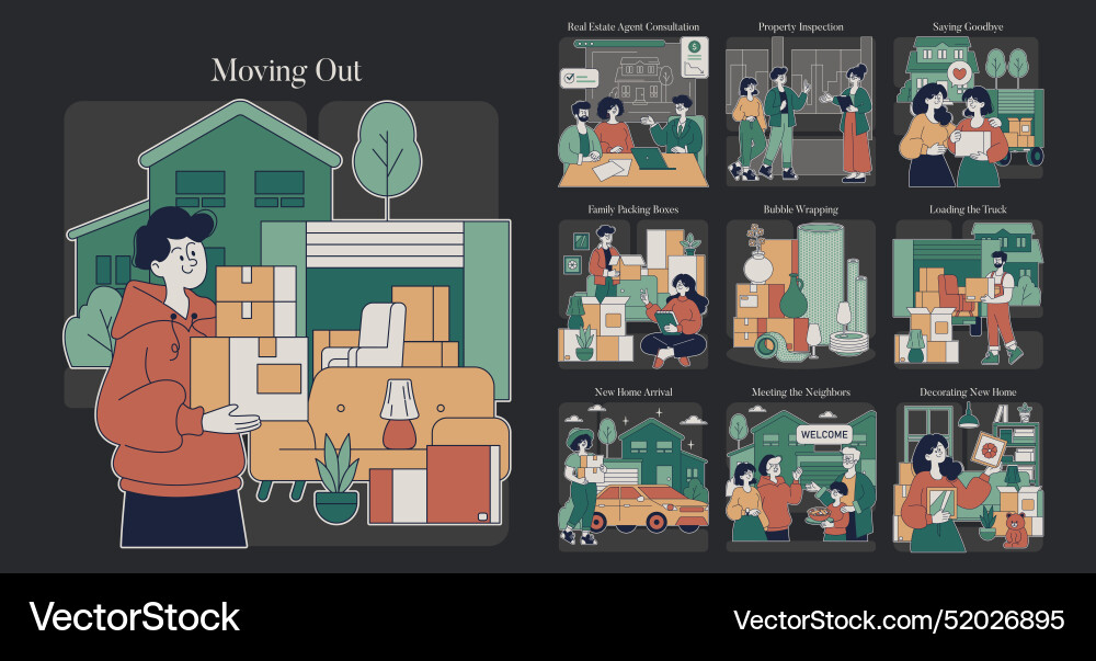 Moving out flat Royalty Free Vector Image - VectorStock