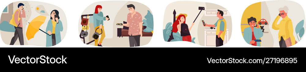 People talking on phone cartoon characters Vector Image