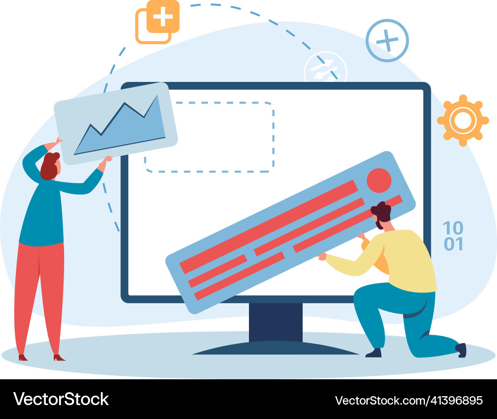 Programmers at work people working on website Vector Image