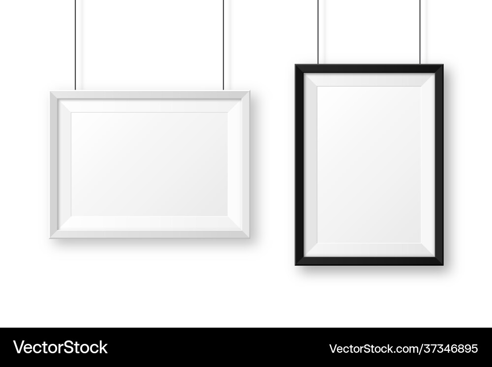 Realistic black and white picture frames Vector Image