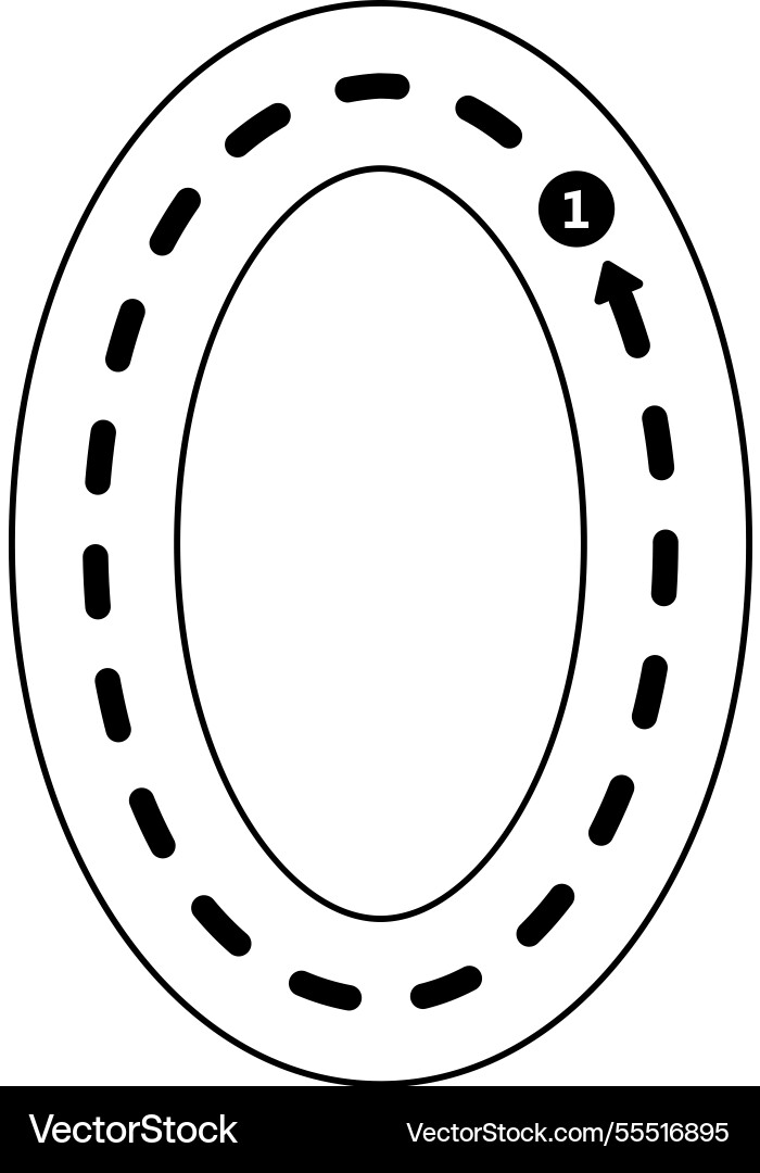 Tracing alphabet letter o uppercase prewriting Vector Image