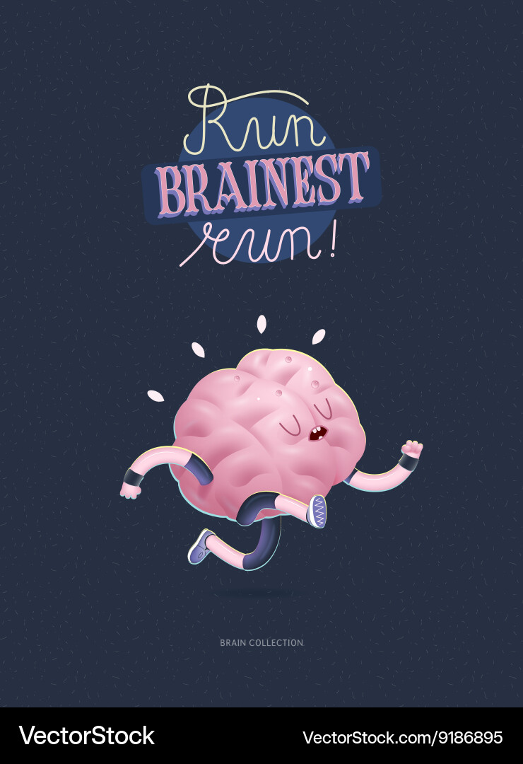Train your brain poster with lettering running Vector Image