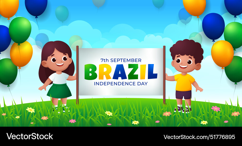 Two brazilian children explain Royalty Free Vector Image