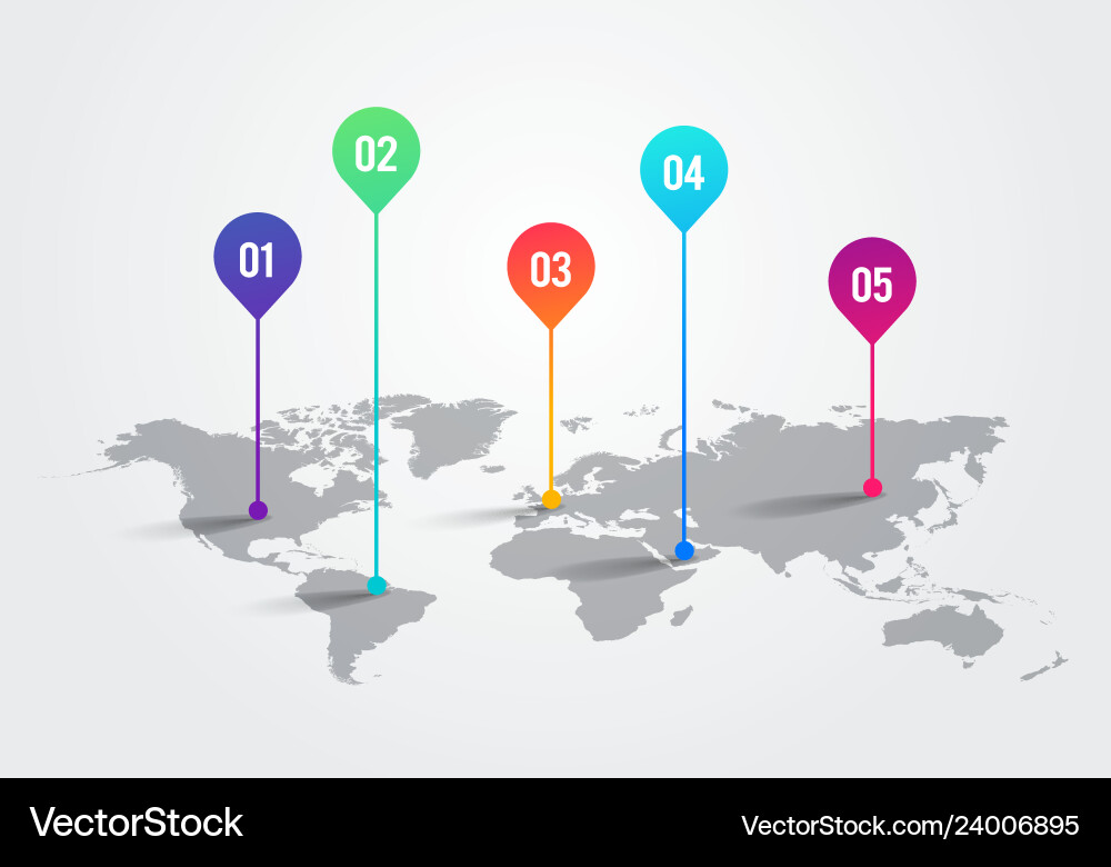 World map with infographic pointer marks chart Vector Image