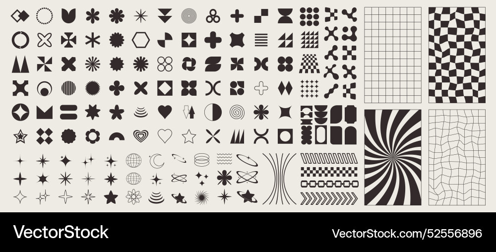 Big set of y2k design elements trendy Royalty Free Vector